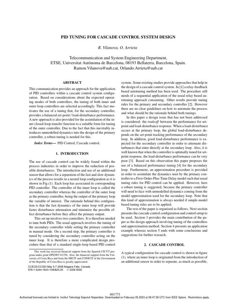 PID Tuning For Cascade Control System Design | Download Free PDF | Control Theory | Systems Science