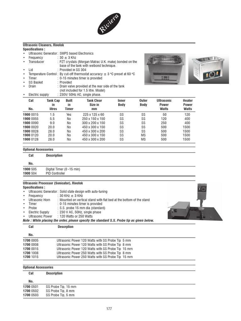 Rivotek Ultrasonic Cleaners Overview | PDF | Ultrasound | Timer