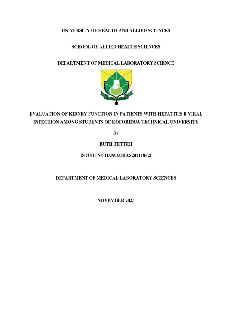 Uhas20211842 Final Year Thesis | PDF | Hepatitis B | Chronic Kidney Disease