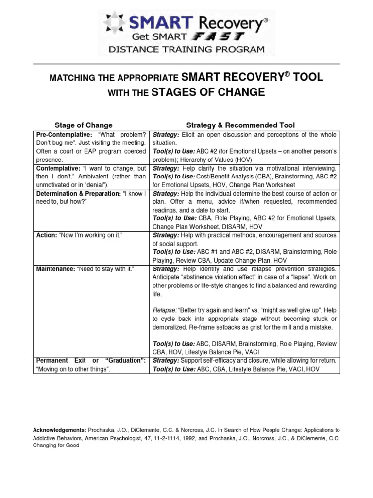 Matching Tools To Stages of Change (New) | PDF | Behaviorism ...