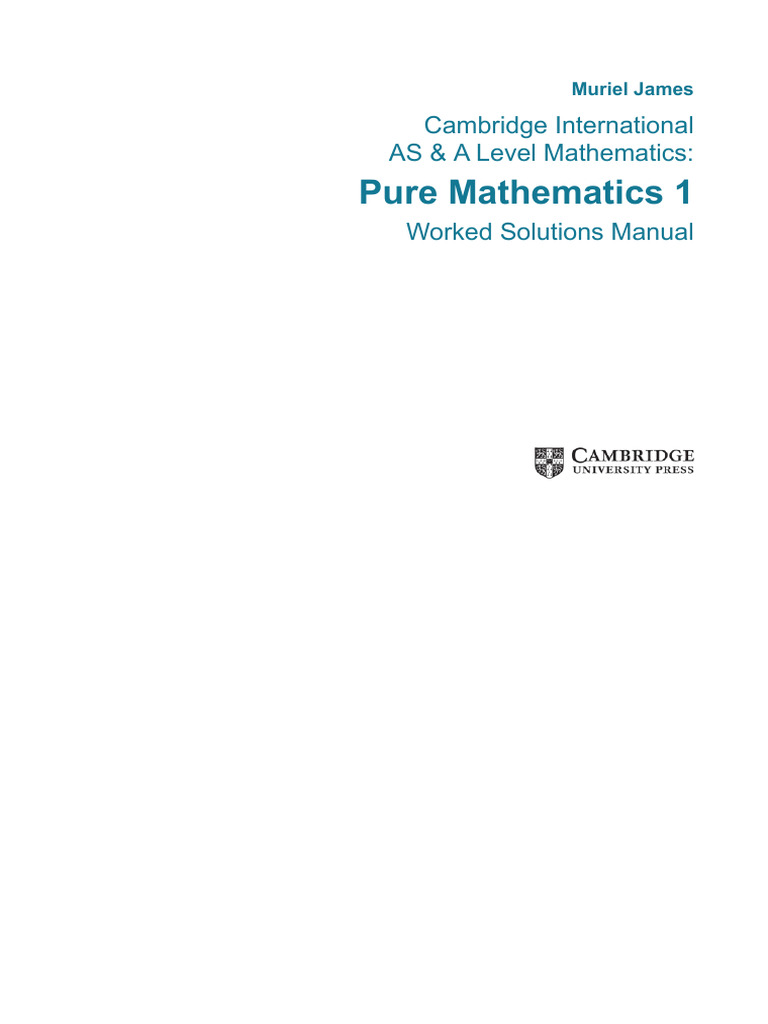Cambridge International As Amp A Level Mathematics Pure Mathematics 1 ...