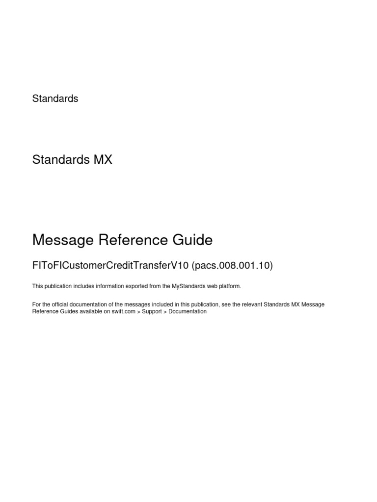 Swift-Mx Pacs 008 | PDF | Money
