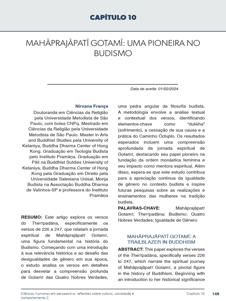 Mahaprajapati Gotami Uma Pioneira No Budismo | PDF