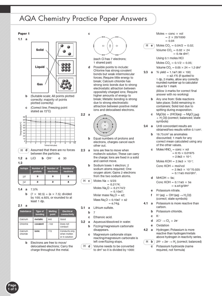 Chemistry Paper 2 Practice MS | PDF | Chlorine | Chemical Reactions