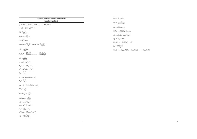 Formula Sheet PM | PDF