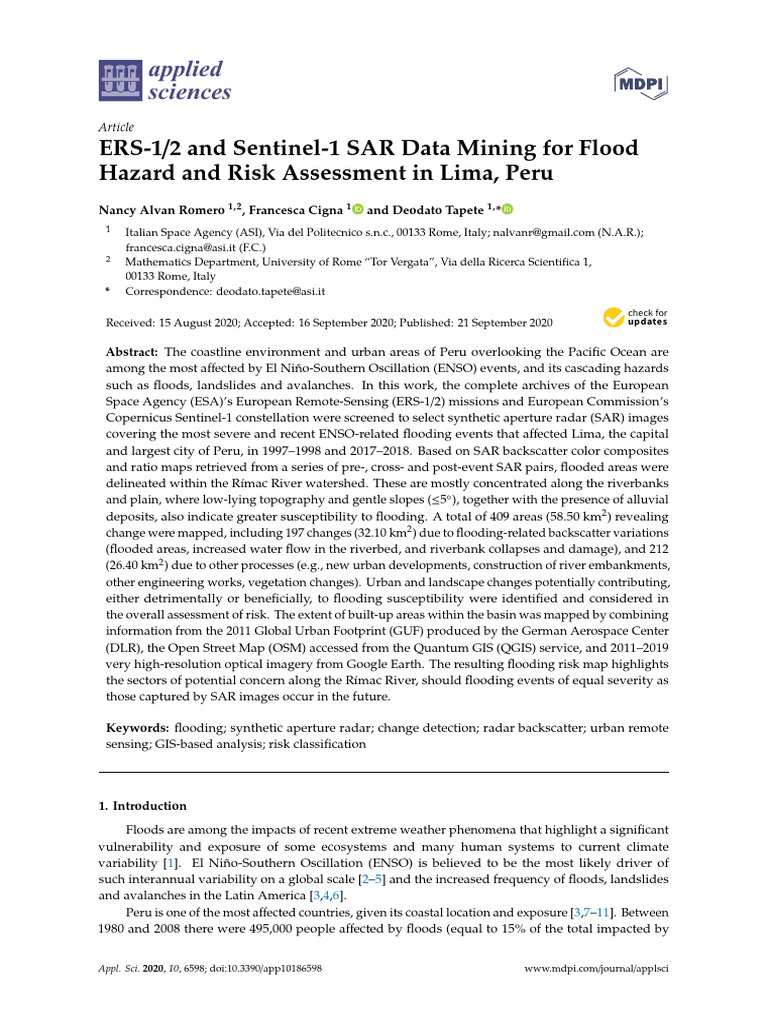 Romero Et Al. - 2020 - ERS-12 and Sentinel-1 Sar Data Mining for Flood h | PDF | River ...
