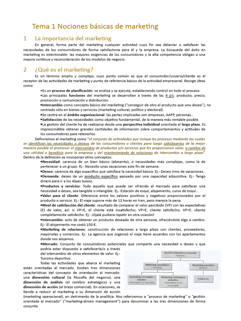 Marketing Estrategico Tema 1 | PDF | Marketing | Business