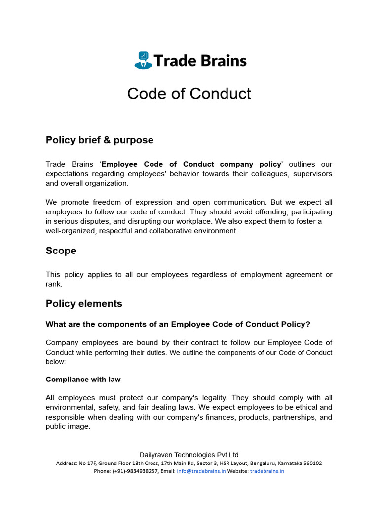 Employee Code of Conduct Guidelines | PDF | Employment | Property