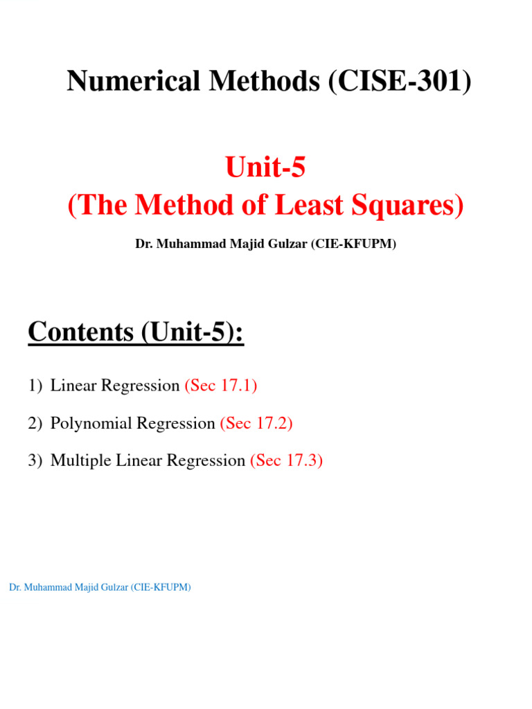 Unit 5 (The Method of Least Squares) | PDF | Errors And Residuals | Regression Analysis