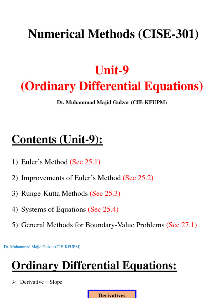 Unit 9 (Ordinary Differential Equations) | PDF | Ordinary Differential ...