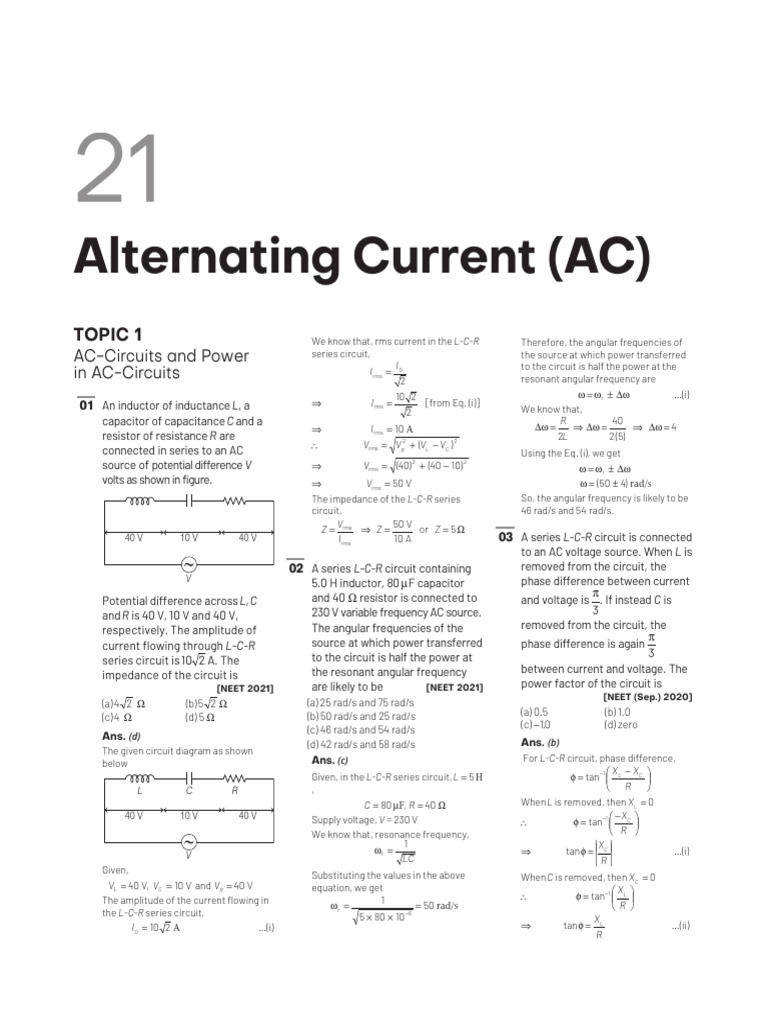 Ac Neet | Download Free PDF | Electrical Network | Capacitor
