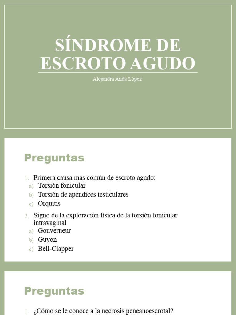 Síndrome de Escroto Agudo: Causas y Diagnóstico | PDF | Especialidades ...