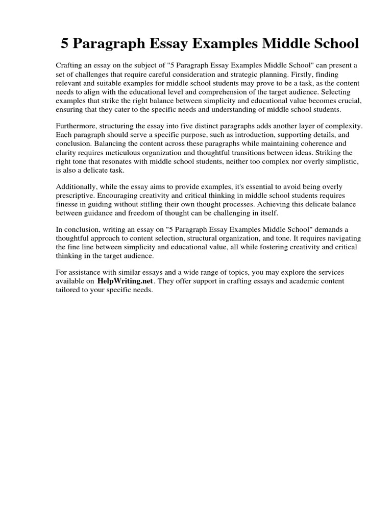 5 Paragraph Essay Examples Middle School | PDF | Diabetes | Les Misérables