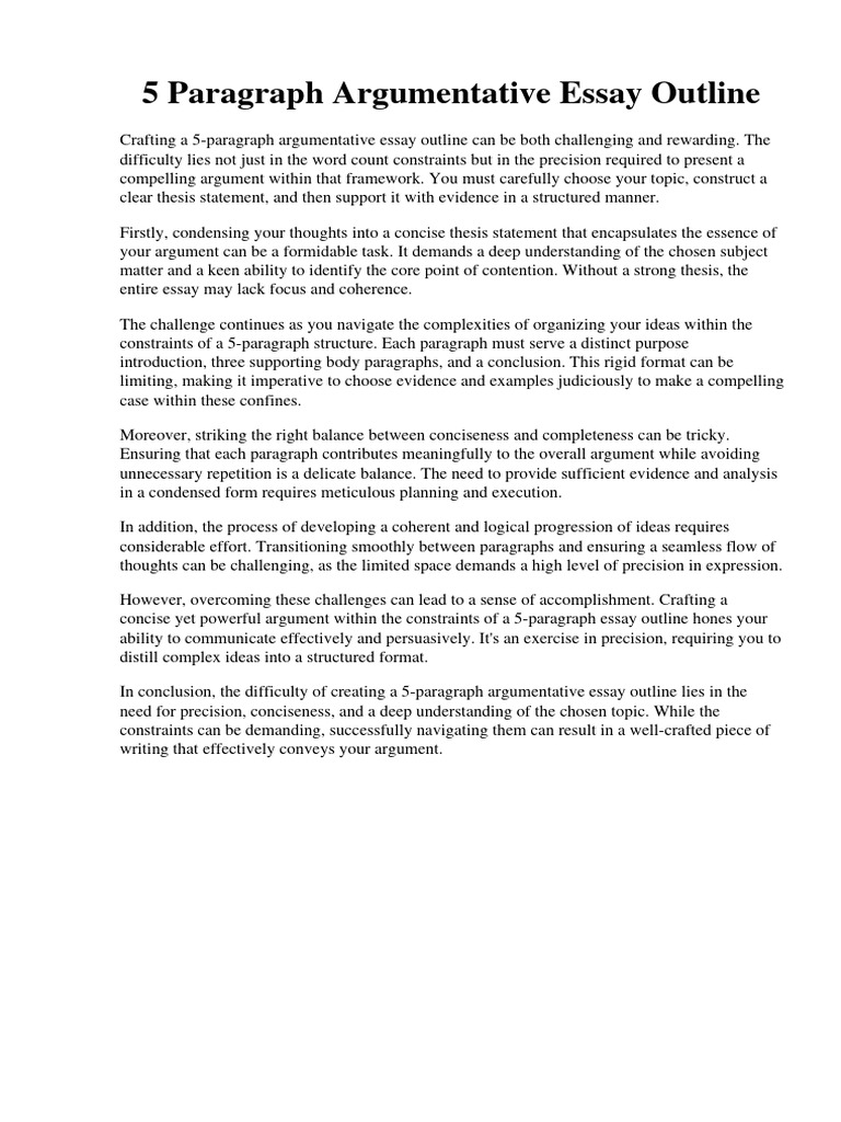 5 Paragraph Argumentative Essay Outline | PDF | Rheumatoid Arthritis ...