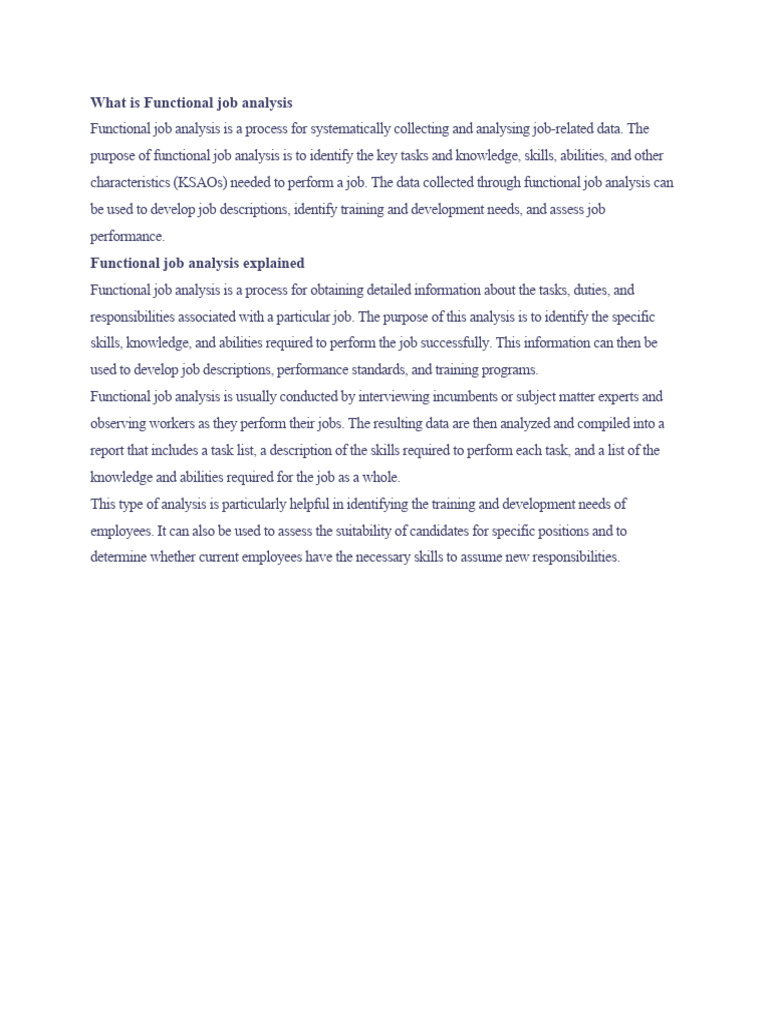 Functional Job Analysis Guide | PDF