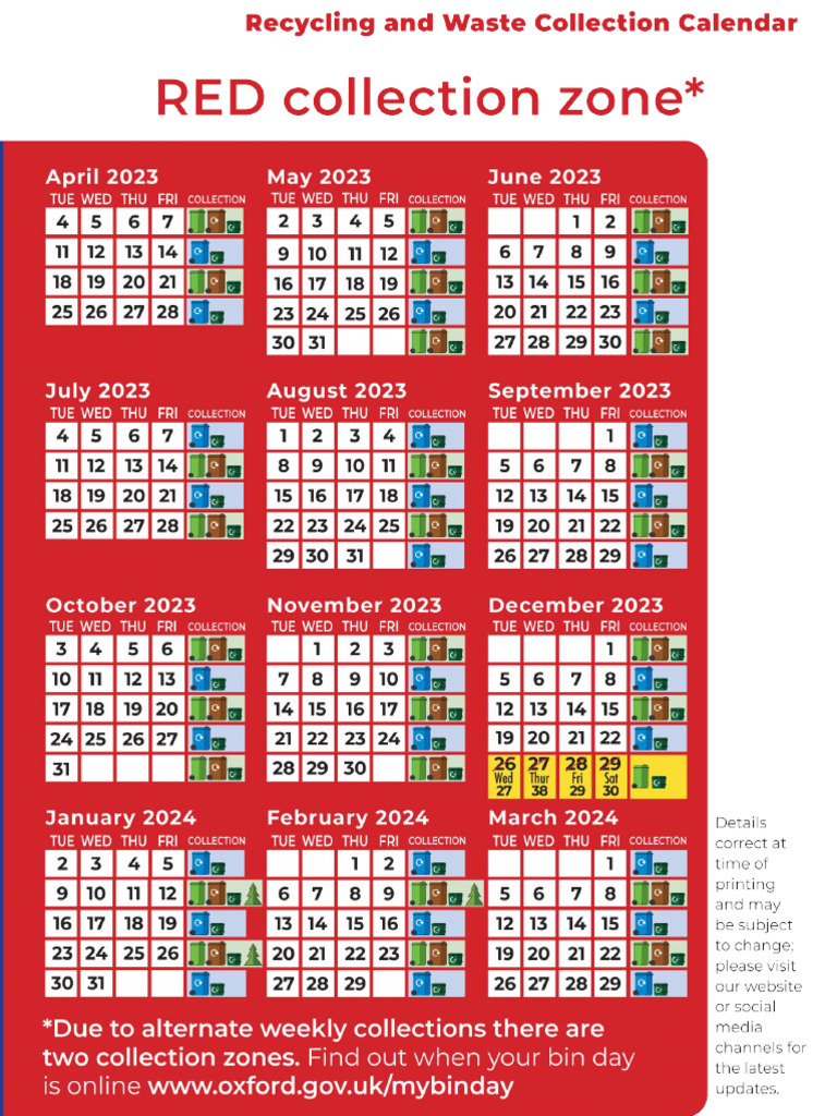 Bin Collection Red Calendars April 2023 To March 2024 2 | PDF