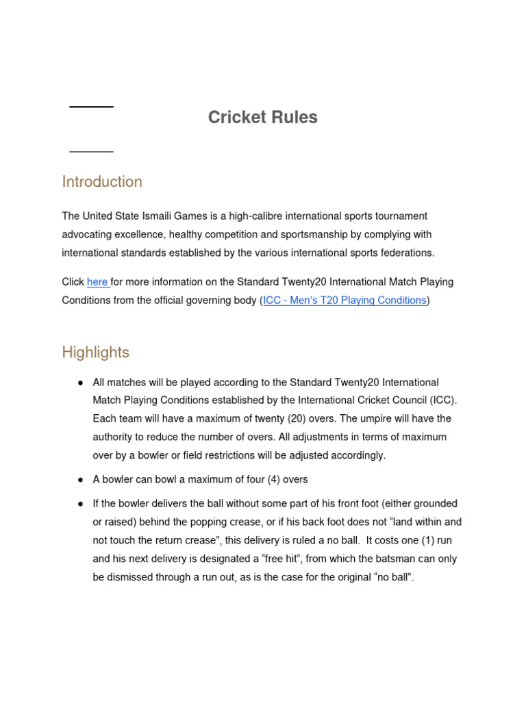Usig Sports Rules - Cricket | PDF | Bowling (Cricket) | Cricket