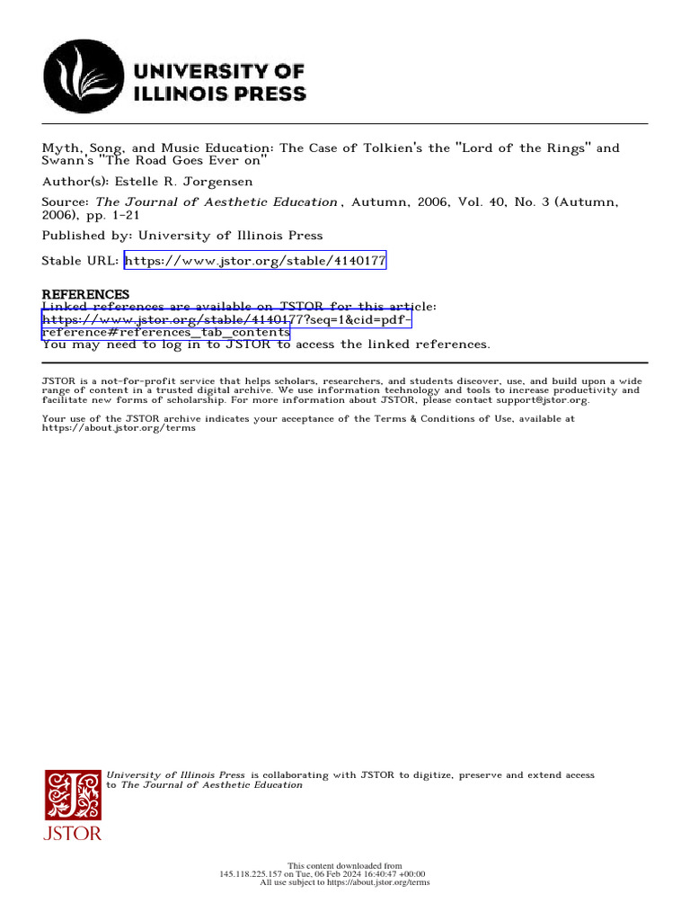 Myth, Song, and Music Education The Case of Tolkien | PDF | Bilbo ...