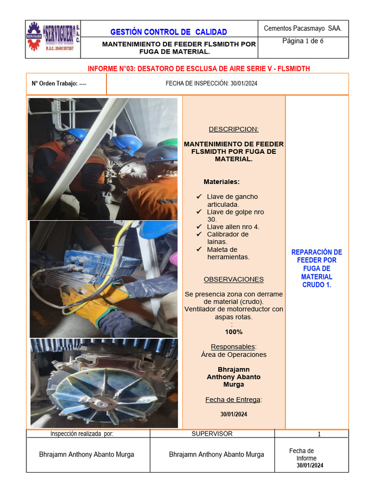 Reparacion de Feeder Flsmidth | PDF | Bienes manufacturados ...