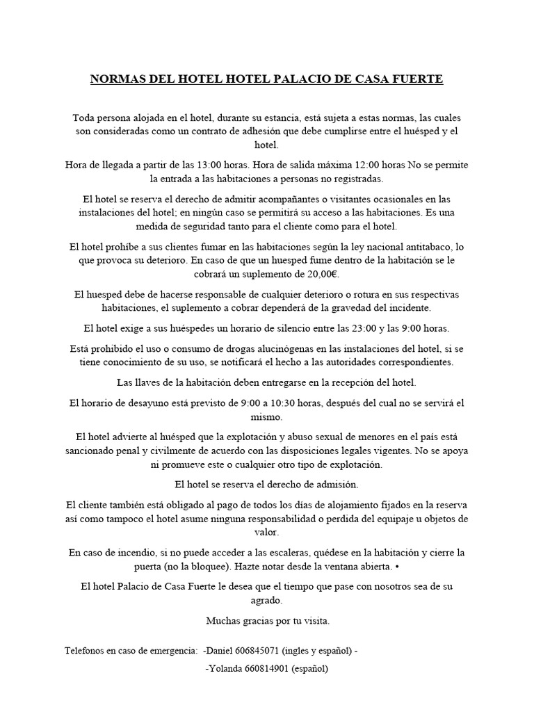 Documento Hotel Casafuerte Habitaciones | PDF | Hotel