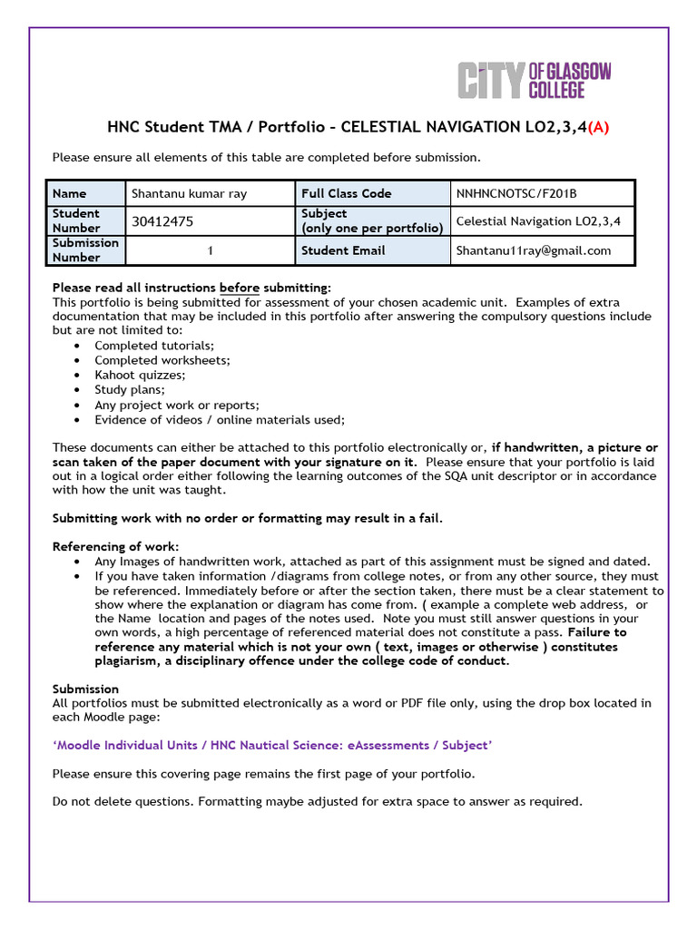 Cel Nav Portfolio LO | PDF | Compass | Longitude