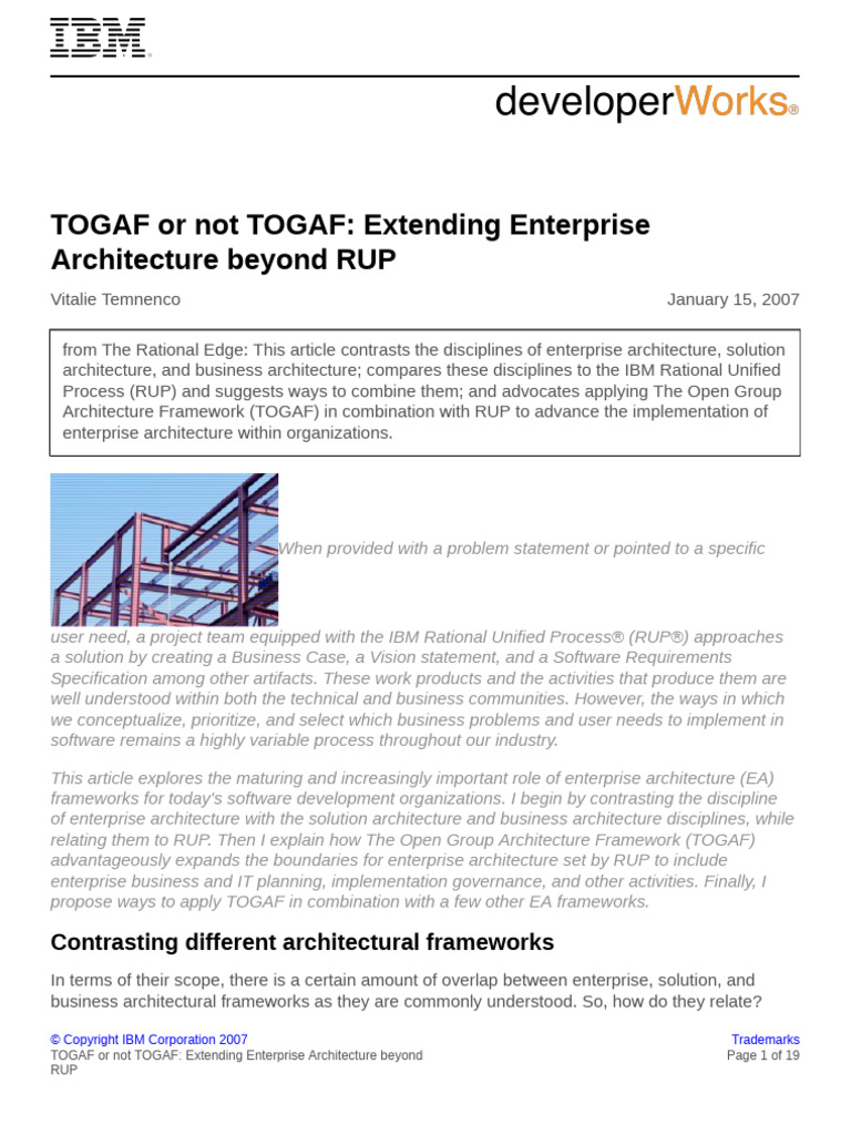 Togaf or Not Togaf | Download Free PDF | Enterprise Architecture | Software Development Process