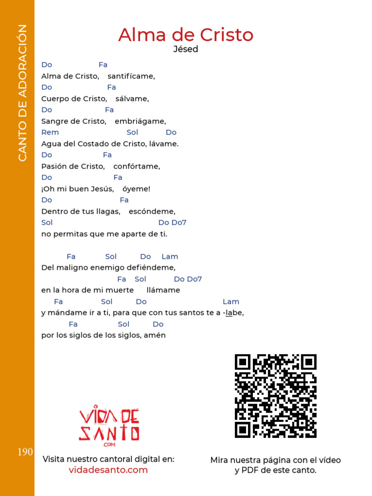 Acordes y letra de "Alma de Cristo" | PDF