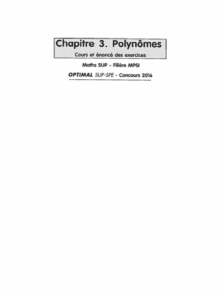 3 - Polynôme - Enoncés | PDF
