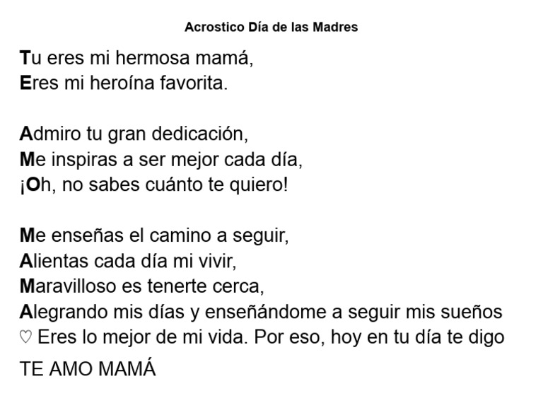 Acróstico para el Día de las Madres | PDF