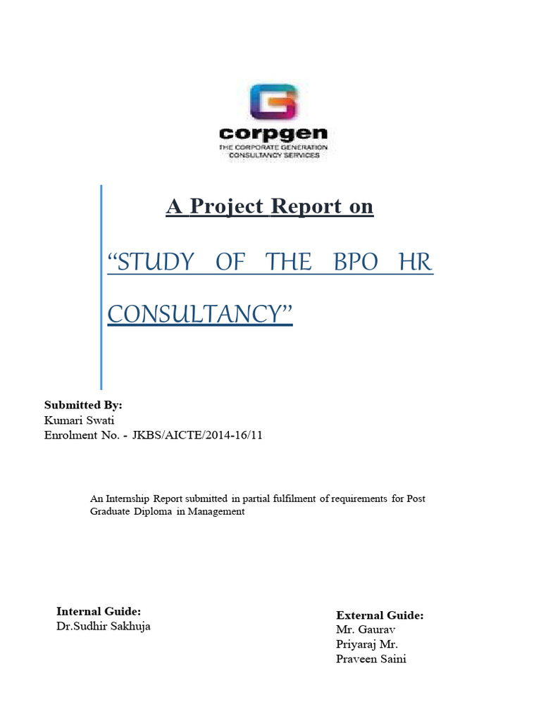 BPO HR Consultancy Internship Report | PDF | Recruitment | Outsourcing