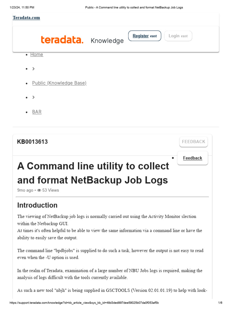 Public - A Command Line Utility To Collect and Format NetBackup Job Logs | PDF | Data Management ...
