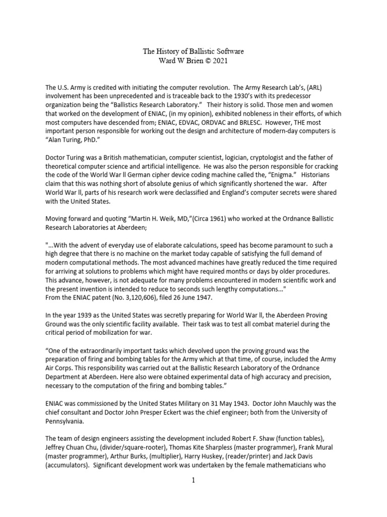 The History of Ballistic Software 1672427233 | PDF | Computing | Computer Science