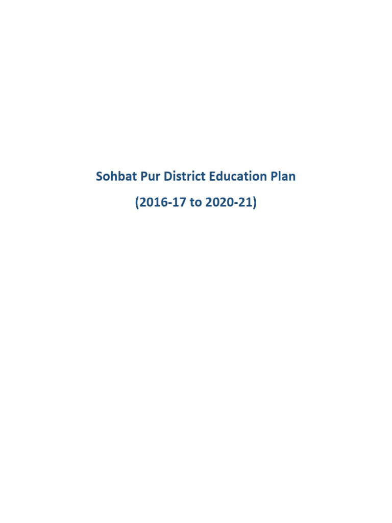 Sohbat Pur District Education Plan For 2016-2017 To 2020-2021 | PDF ...