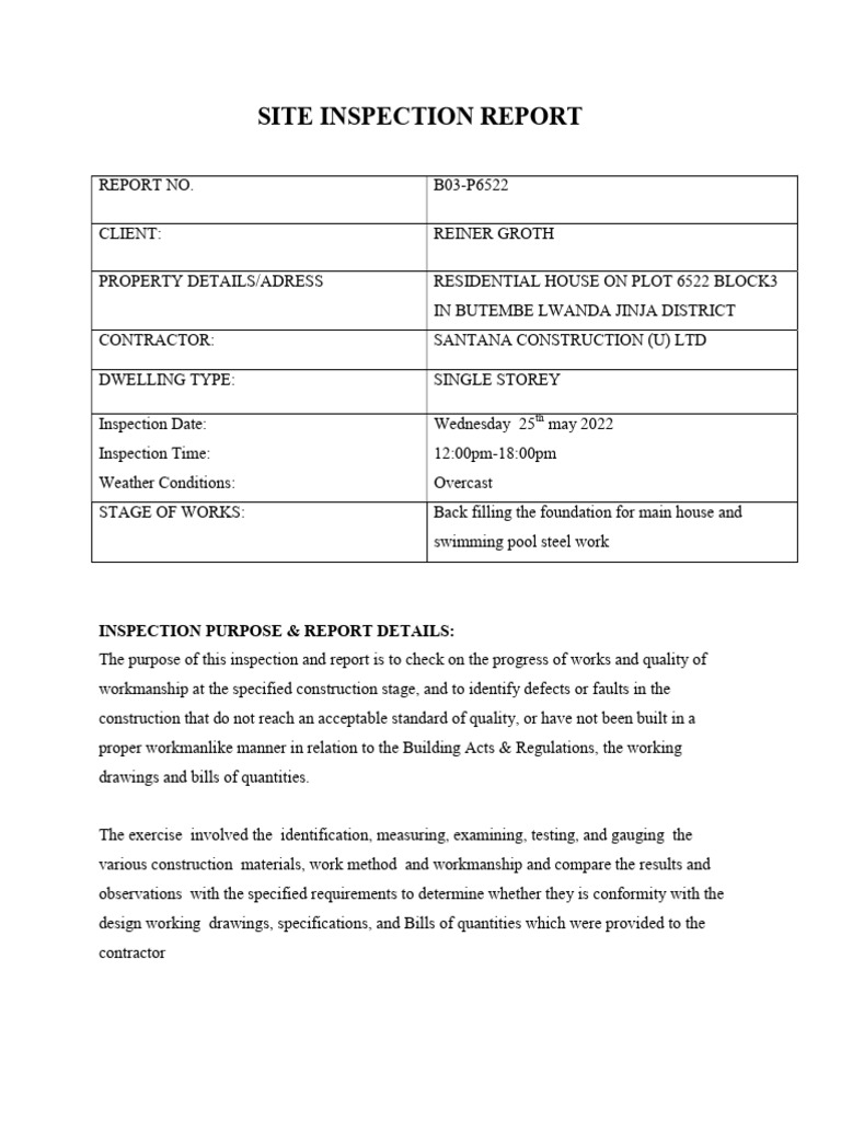 inspection report | PDF | Concrete | Building Materials