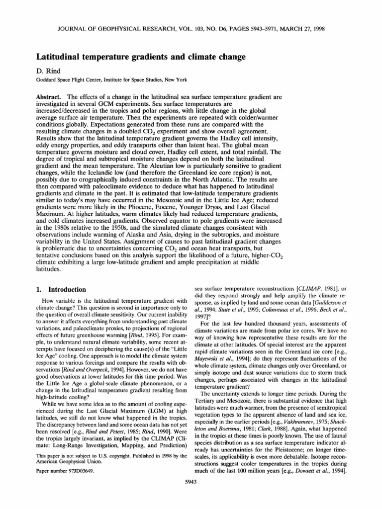 Journal of Geophysical Research Atmospheres - 1998 - Rind - Latitudinal Temperature Gradients ...