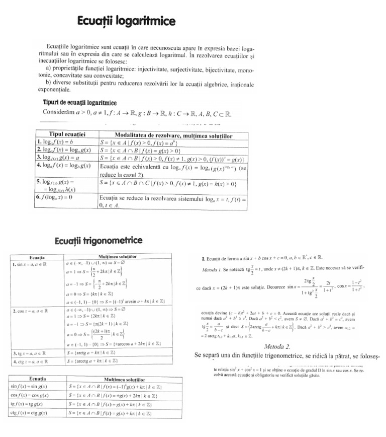 Ecuatii Logaritmice Si Trigonometrice XC XE | PDF