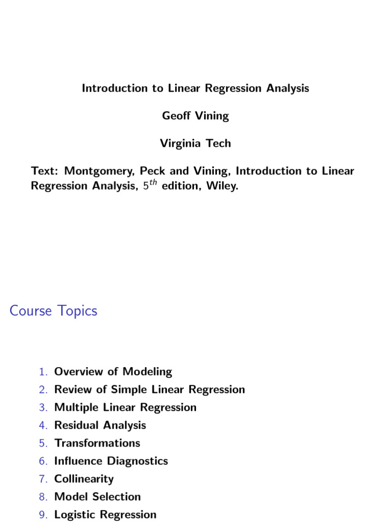 Nasa Regression Lecture Pdf Errors And Residuals Regression Analysis 7157