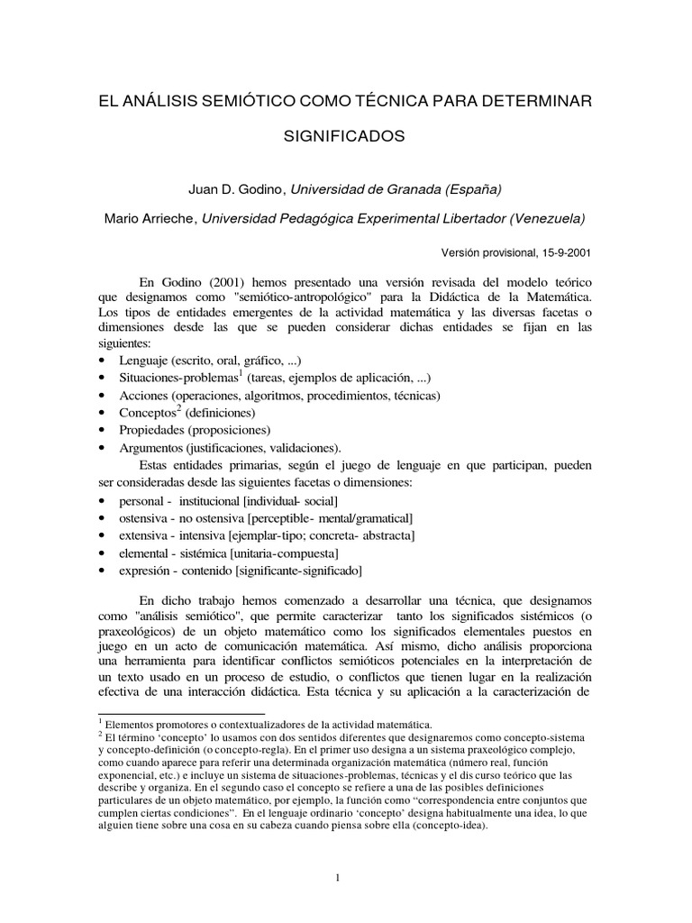 Análisis Semiótico en Matemáticas | PDF | Conjunto (Matemáticas ...