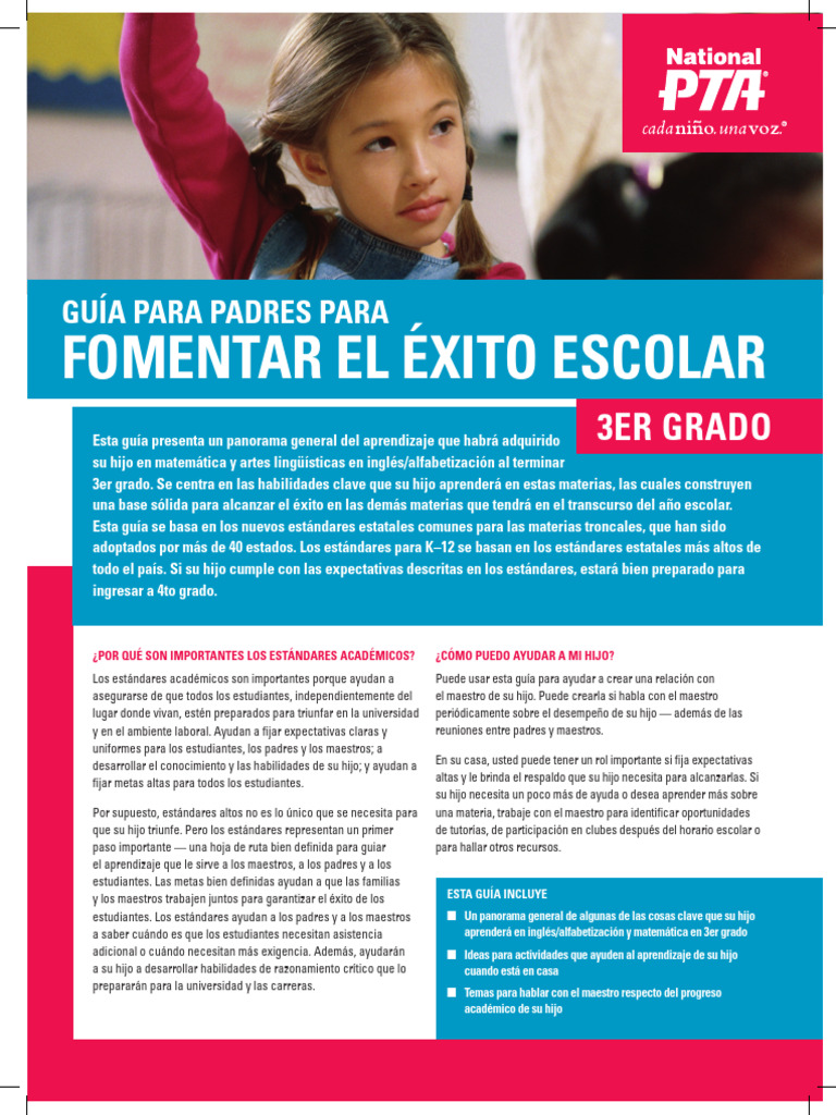PTA Grade 3 Academic Expectations & Goals Spanish | PDF ...