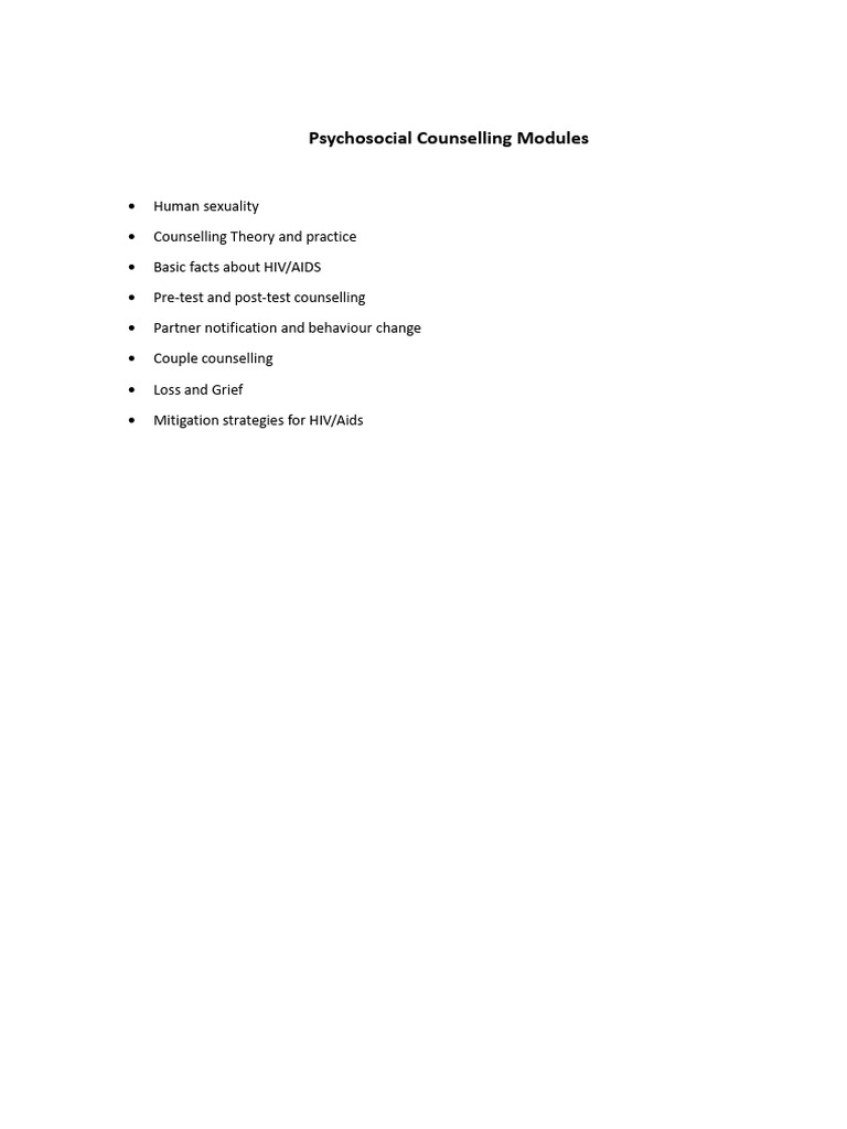 Psychosocial Counselling Outline | PDF