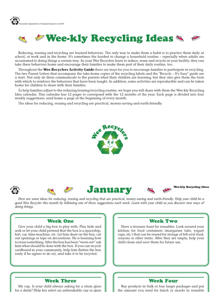 Weekly Recycling Ideas | PDF | Reuse | Recycling