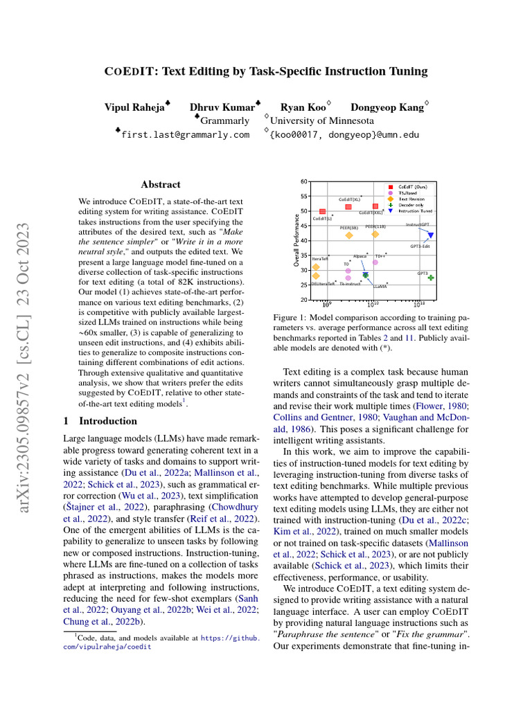 Raheja Vipul Et Al Co Edit Text Editing By Task Specific Instruction Tuning Pdf