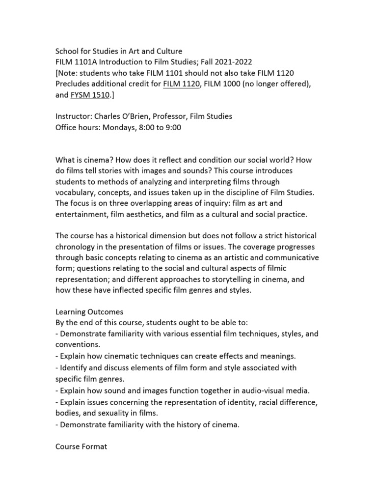 Film Syllabus | PDF