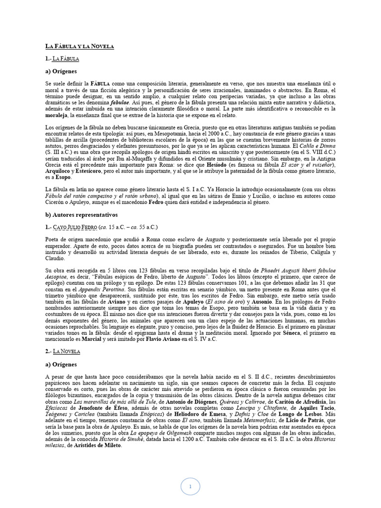 LITERATURA LATINA 6. - Fábula y Novela | PDF