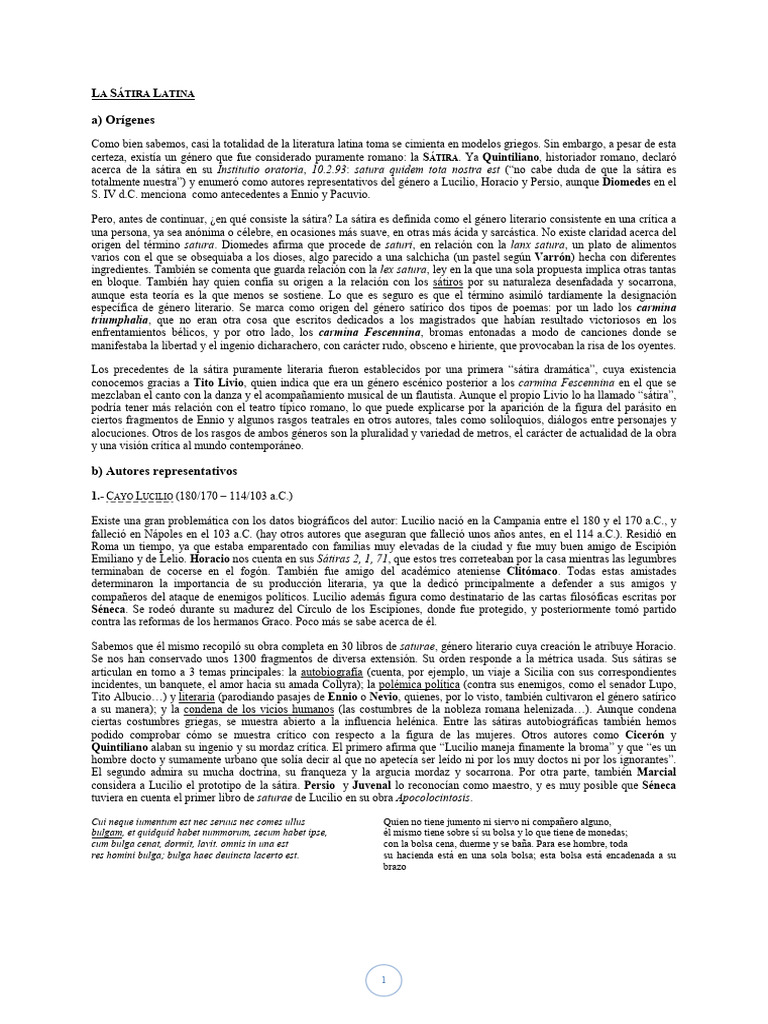 LITERATURA LATINA 7. - Sátira | PDF