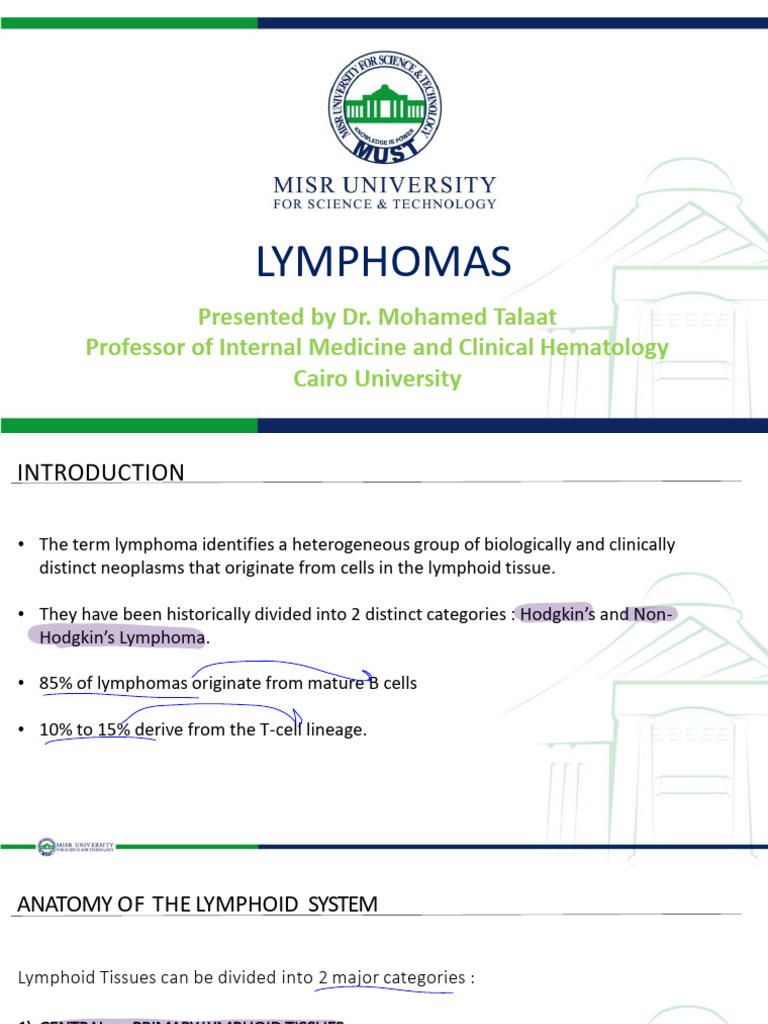 2 - Lymphoma Lecture by Dr. M T - Presentation | PDF | Lymphoma | Lymphatic System