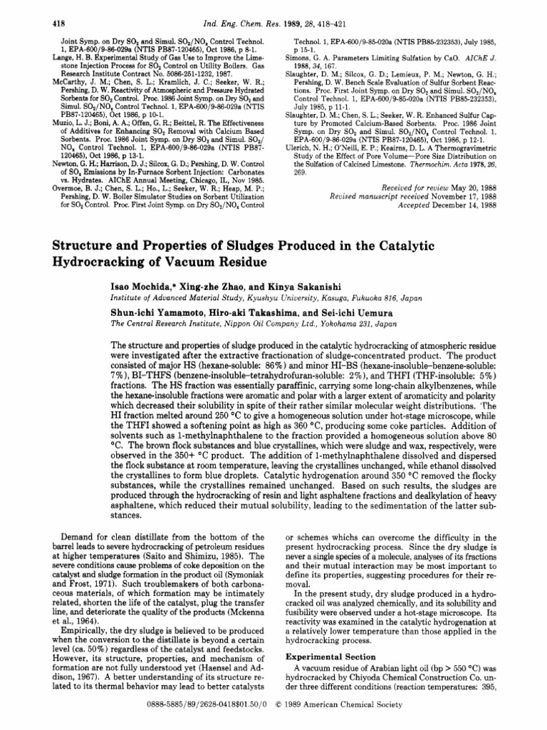 Hydrocracking Sludge Analysis | PDF | Solubility | Cracking (Chemistry)