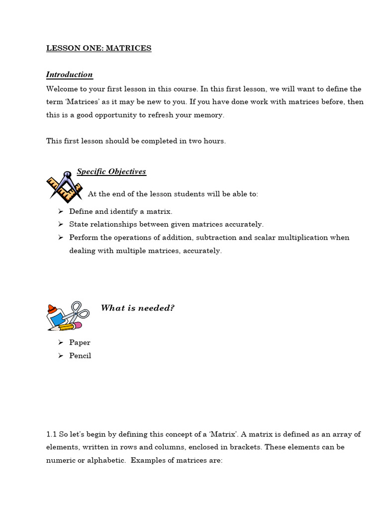 Matrix Operations and Properties Guide | PDF | Matrix (Mathematics ...