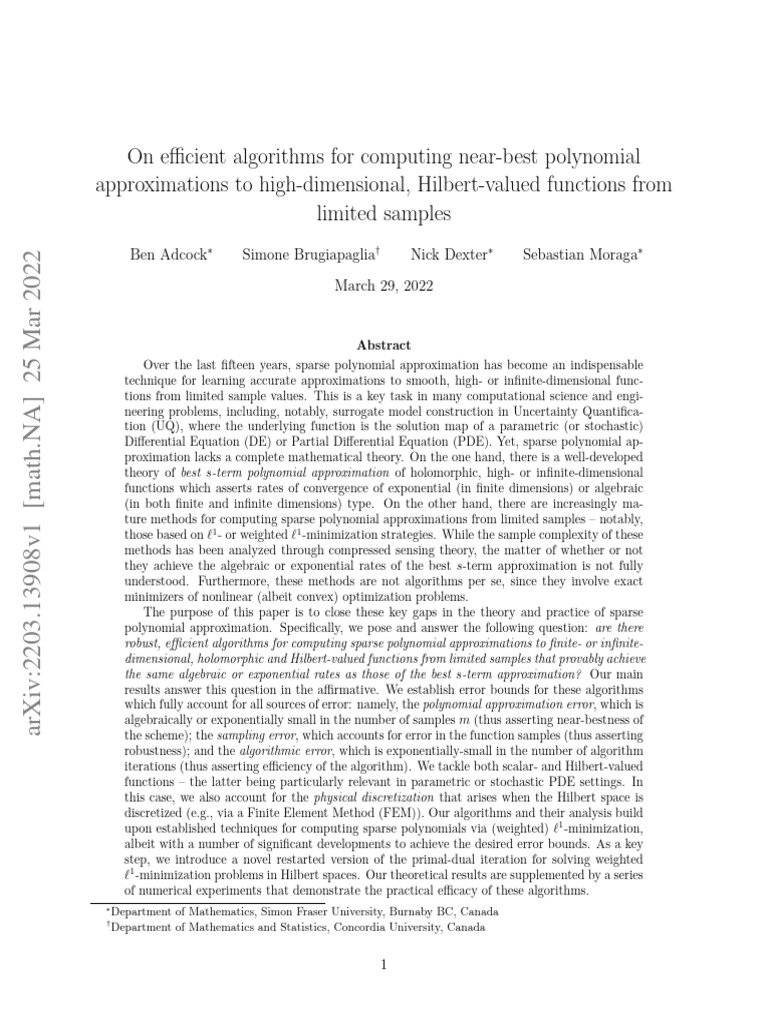 On Efficient Algorithms For Computing Near-Best Polynomial Approximations To High-Dimensional ...