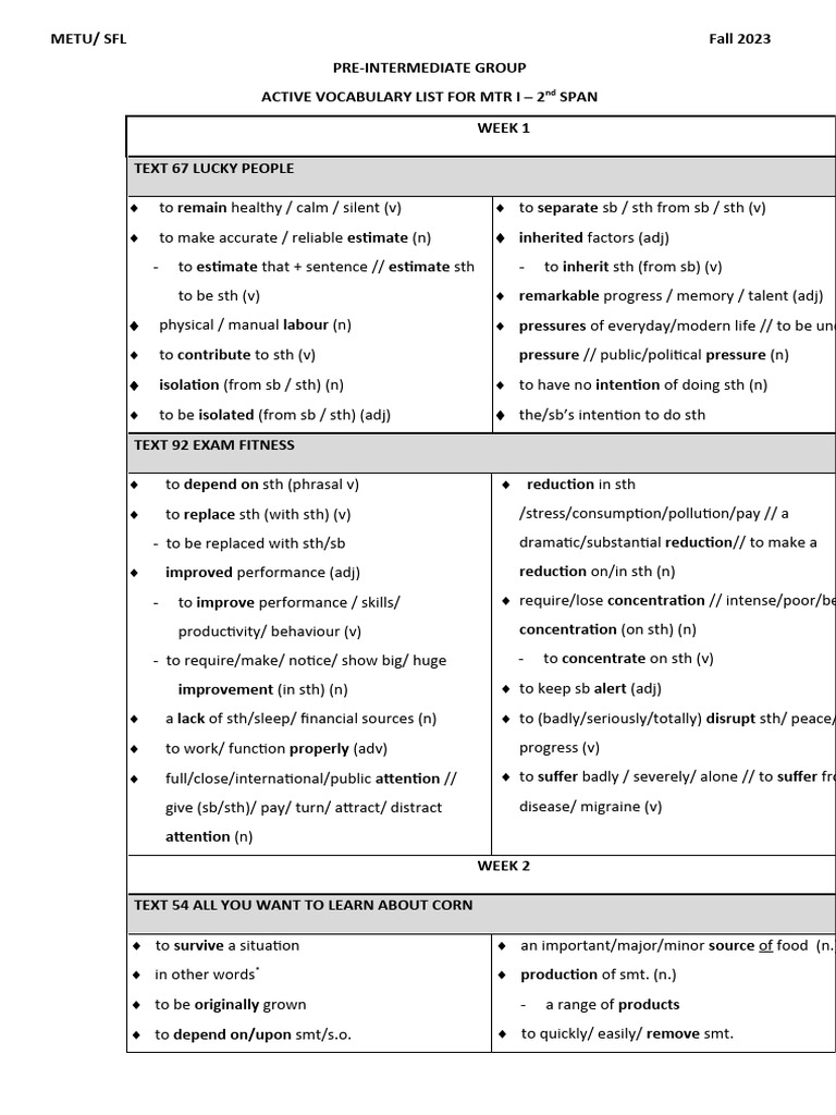 MTR Voc. List.2nd Span | PDF